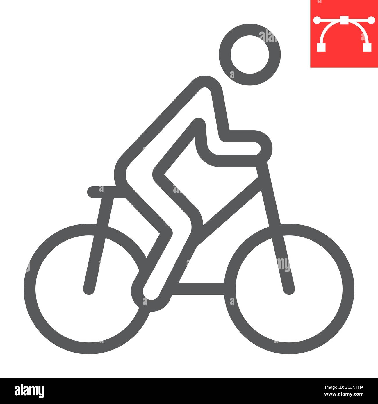 Cycling line icon, fitness and bicycle, bike sign vector graphics ...