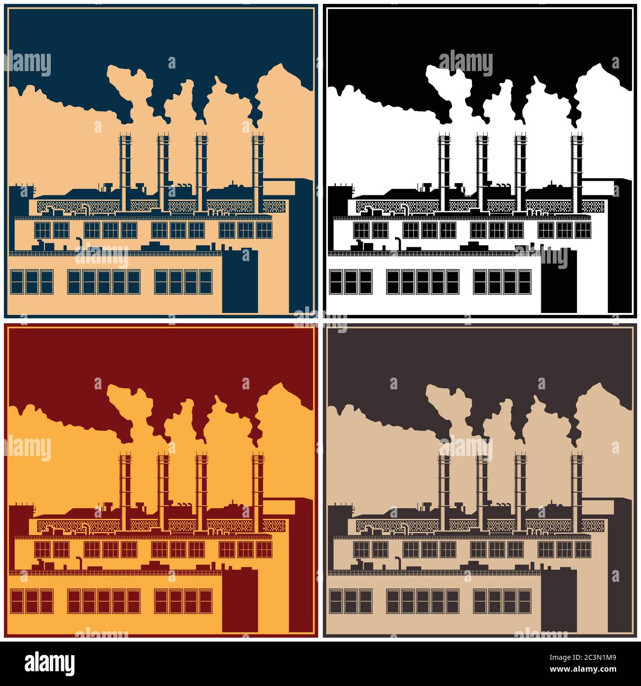 Stylized several variants of vector illustration on an industrial theme ...