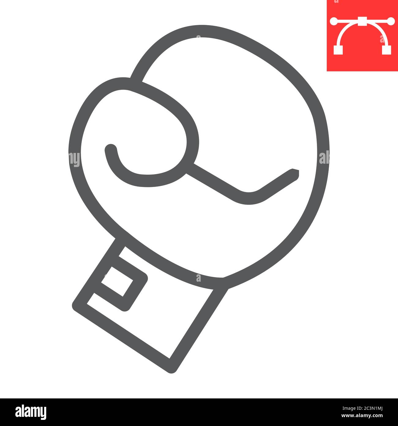 Boxing glove line icon, fitness and sport, boxing sign vector graphics ...