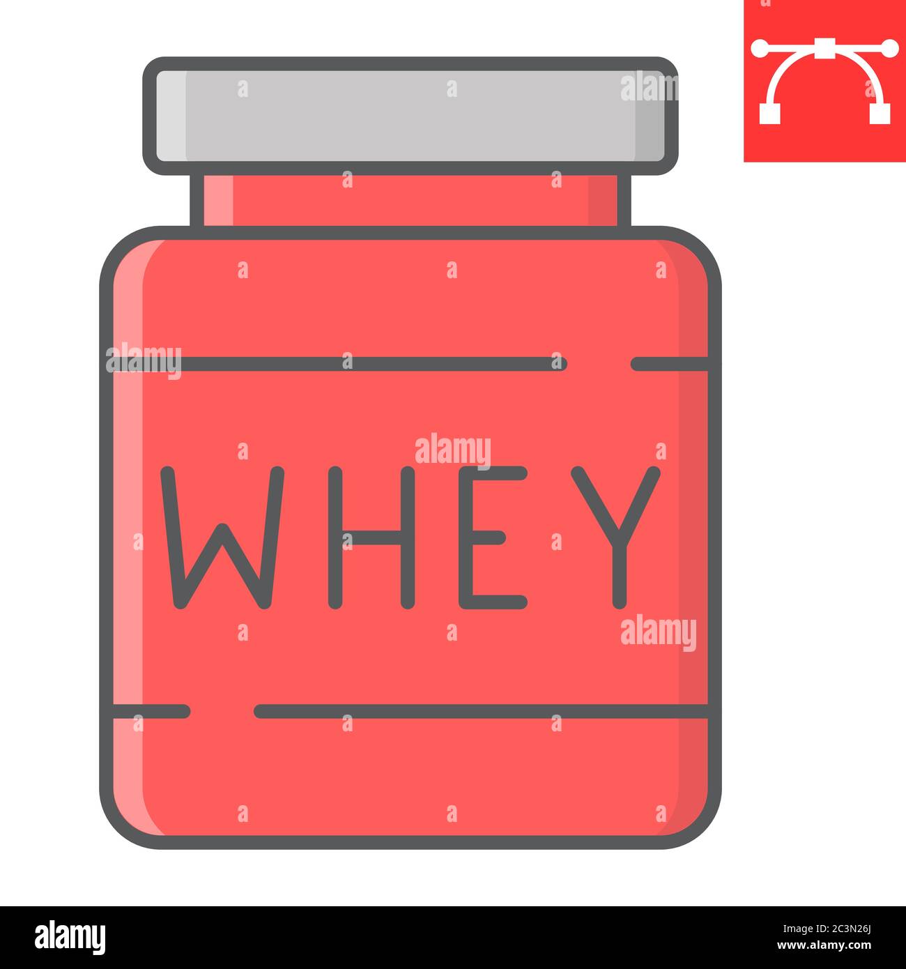 Whey protein color line icon, fitness and diet, supplements sign vector ...