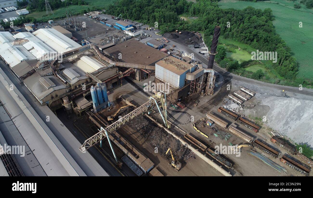 Aerial view of a steel mill in operation Stock Photo - Alamy