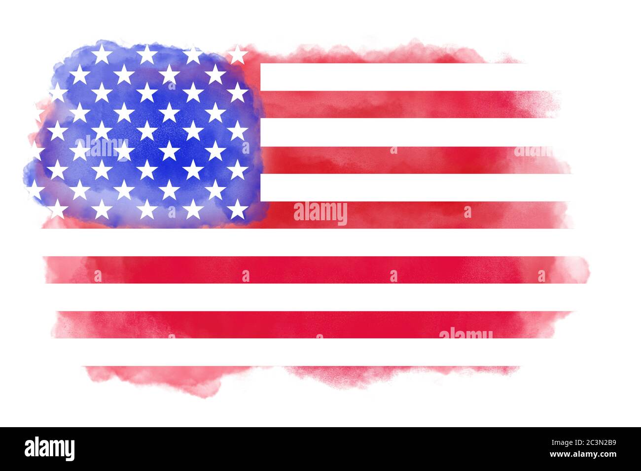 Red watercolor splash with stars and stripes from the American USA flag ...