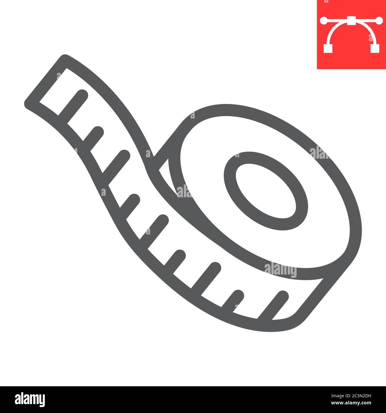 Measuring tape line icon, fitness and ruler, measurement tape sign ...