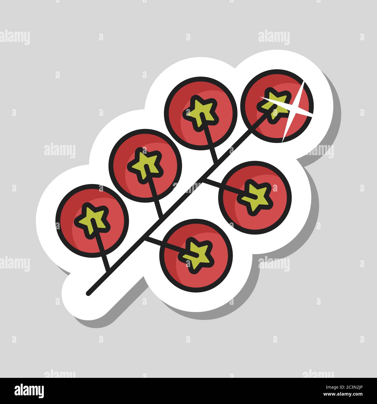 Cherry tomatoes vector icon. Barbecue and bbq grill sign. Vegetable ...