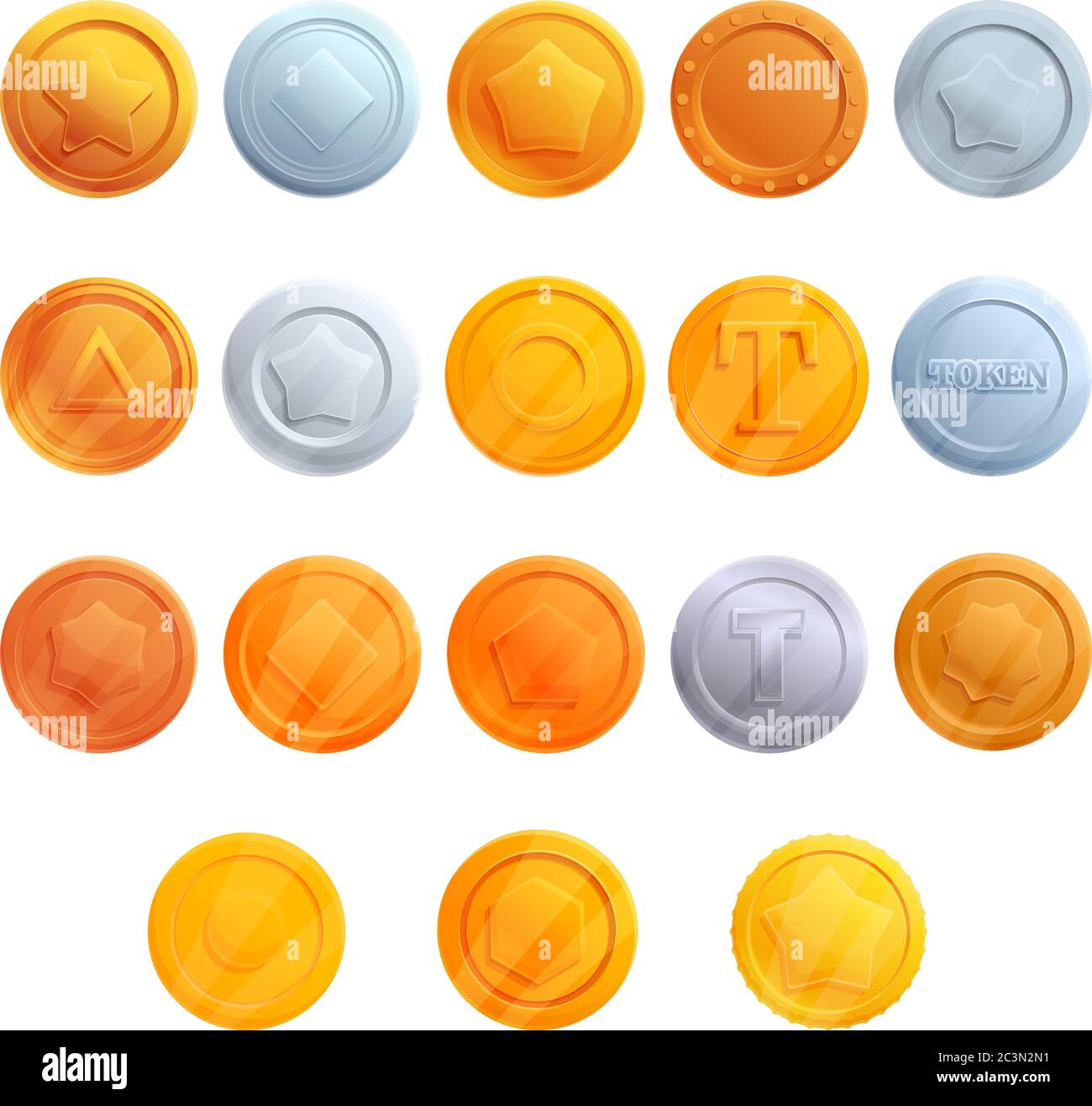 Tokens icons set. Cartoon set of tokens vector icons for web design ...