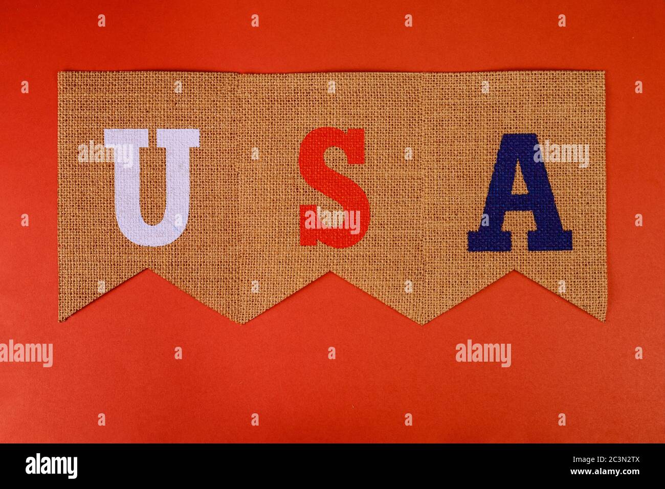 Beautiful letter written banners USA hanging swallowtail flags United ...