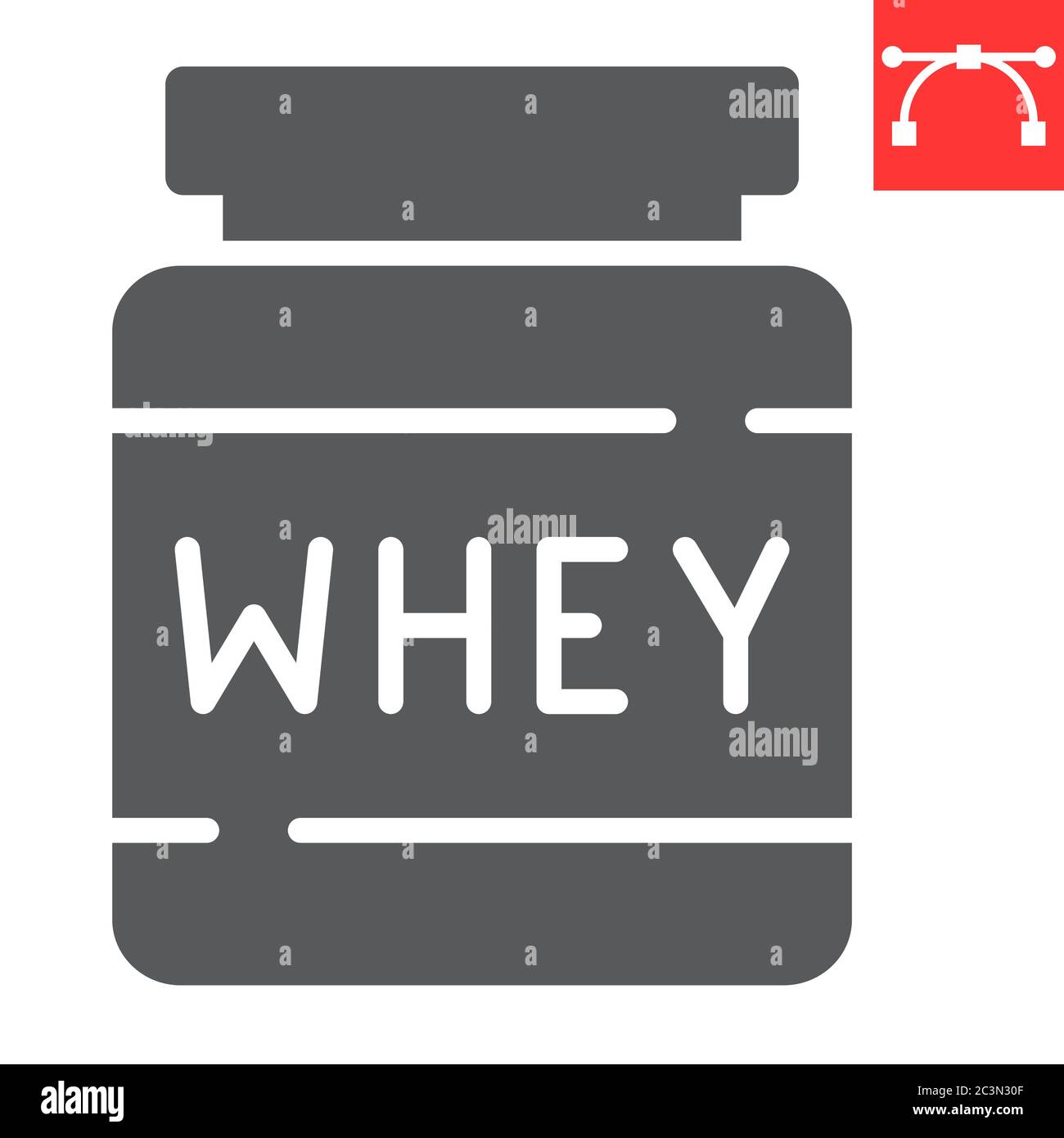 Whey protein glyph icon, fitness and diet, supplements sign vector ...