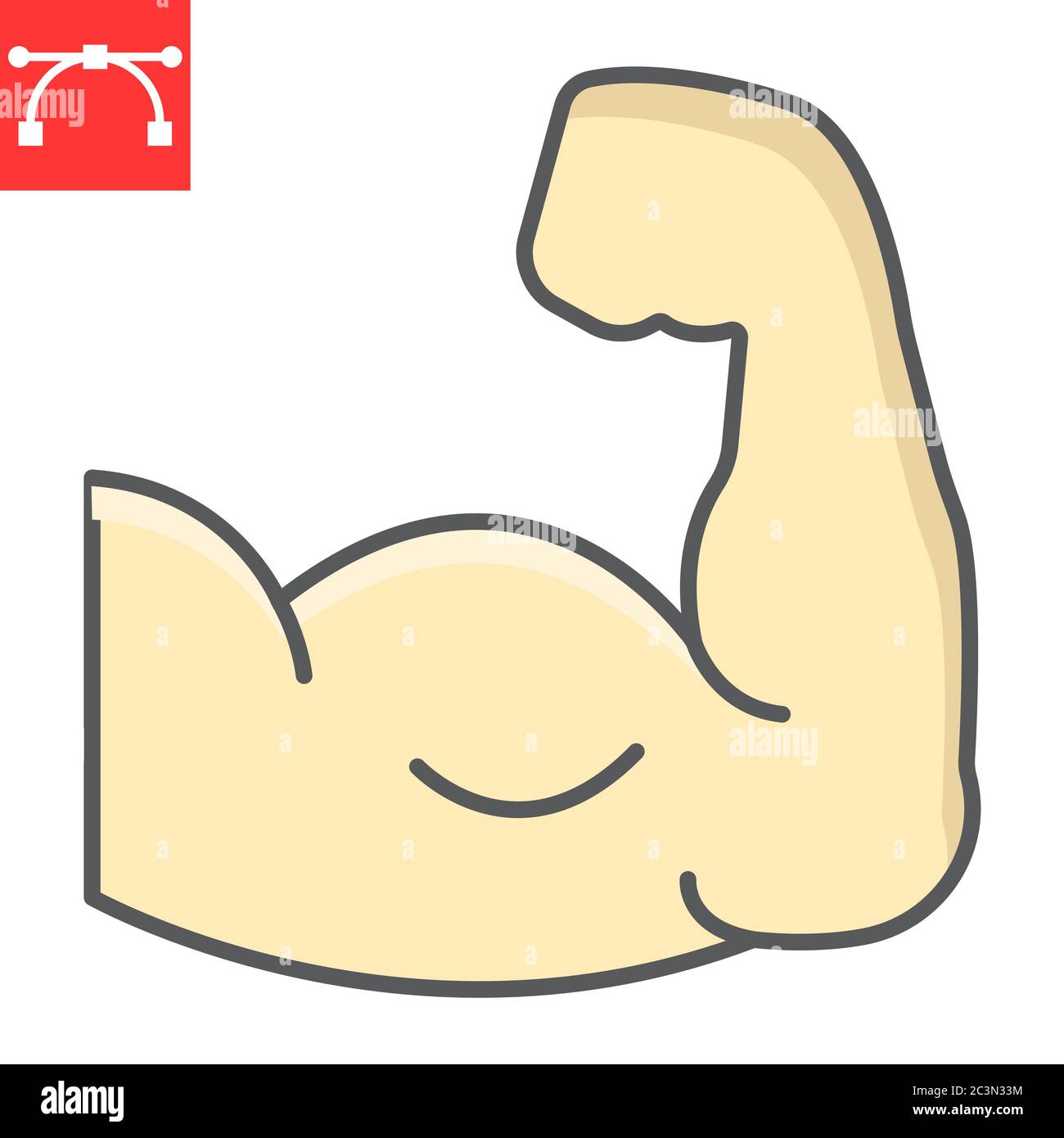 Arm muscle color line icon, fitness and bodybuilder, biceps sign vector ...