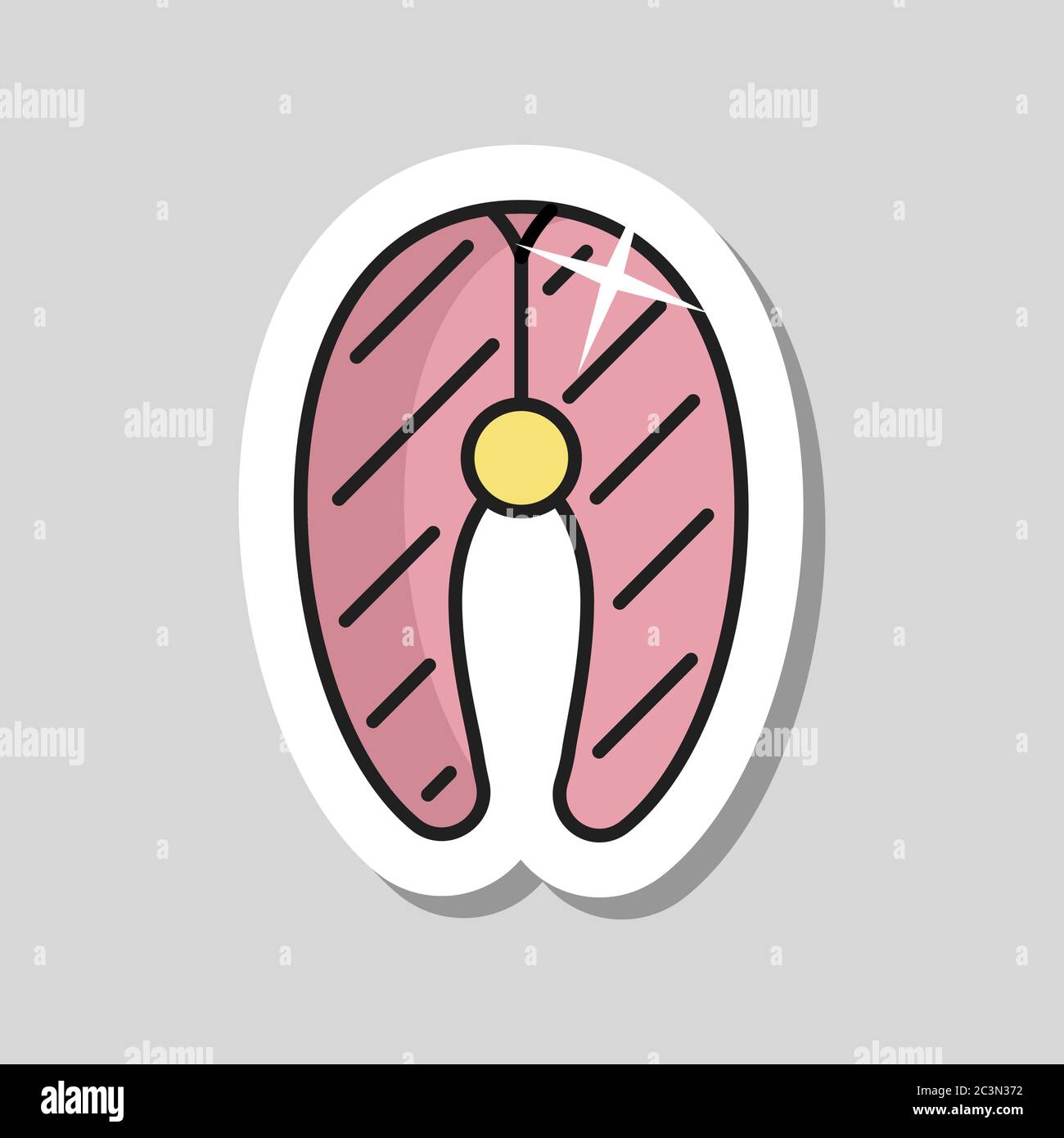 Salmon meat vector icon. Barbecue and bbq grill sign. Graph symbol for ...