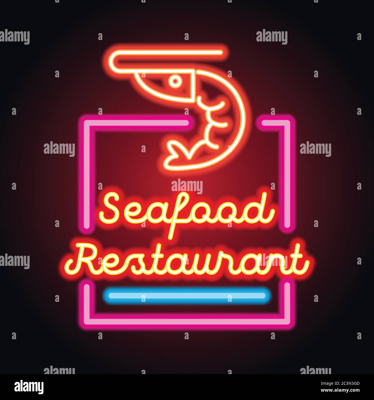 seafood restaurant neon sign plank. vector illustration Stock Vector ...