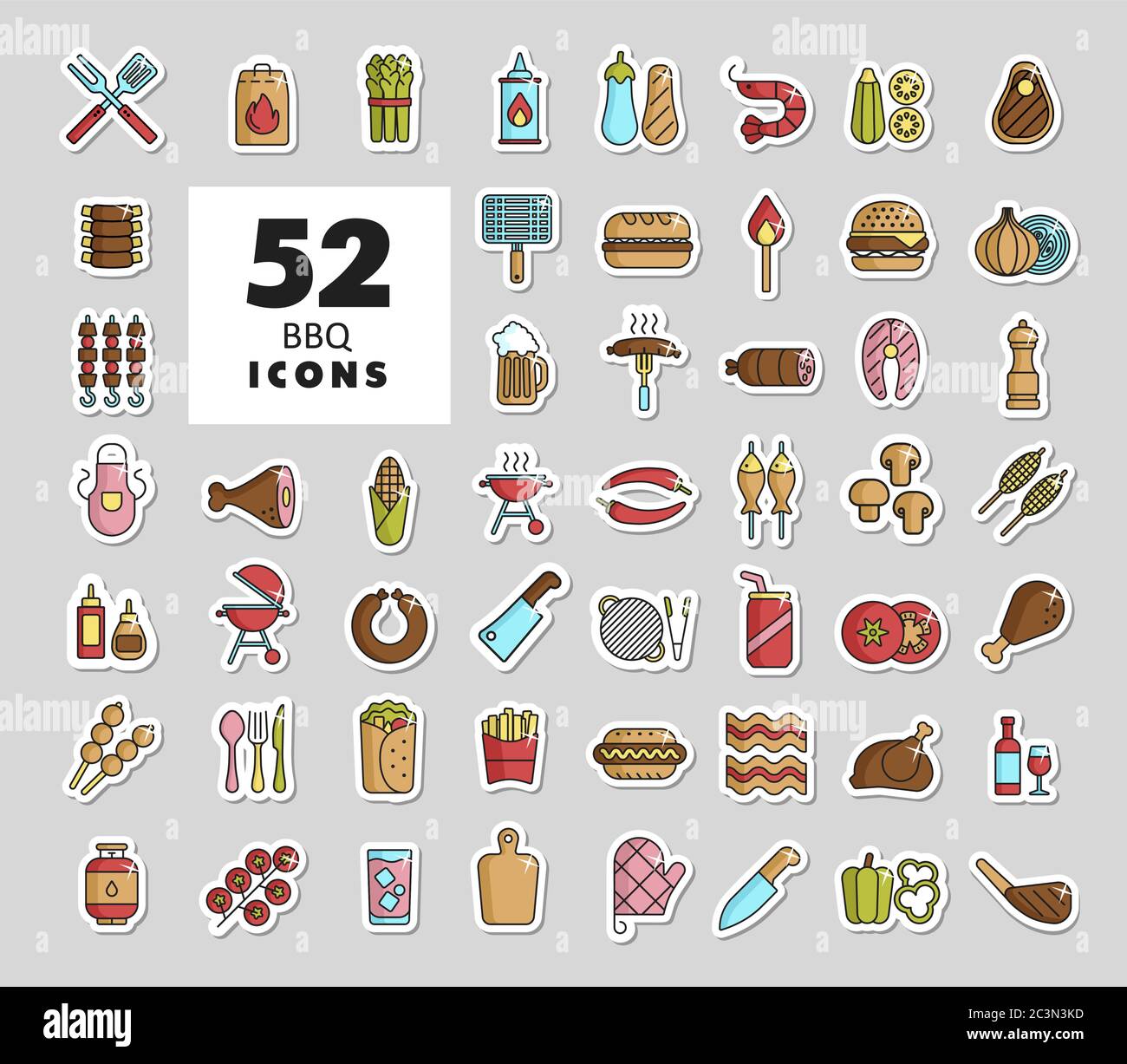 Barbecue and bbq grill icon set. Graph symbol for cooking web site and ...