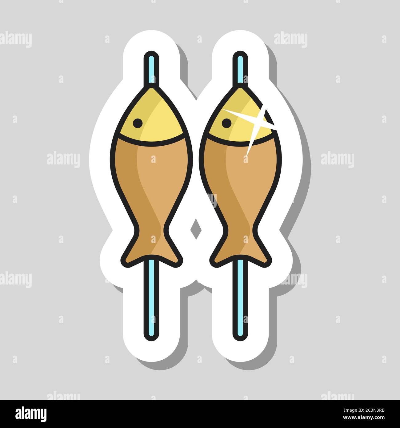 Fish roast on the barbecue grill vector icon. Graph symbol for cooking ...