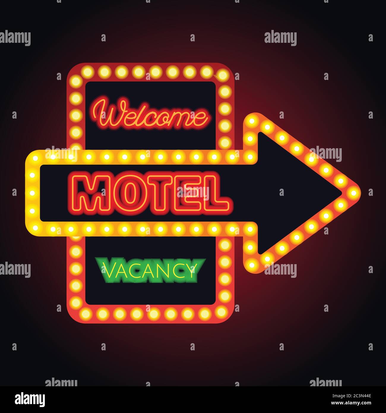 hotel motel neon sign plank. vector illustration Stock Vector Image ...