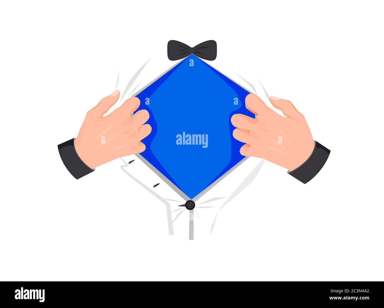 Superhero chest template. Mens hands open superhero blue tshirt symbol ...