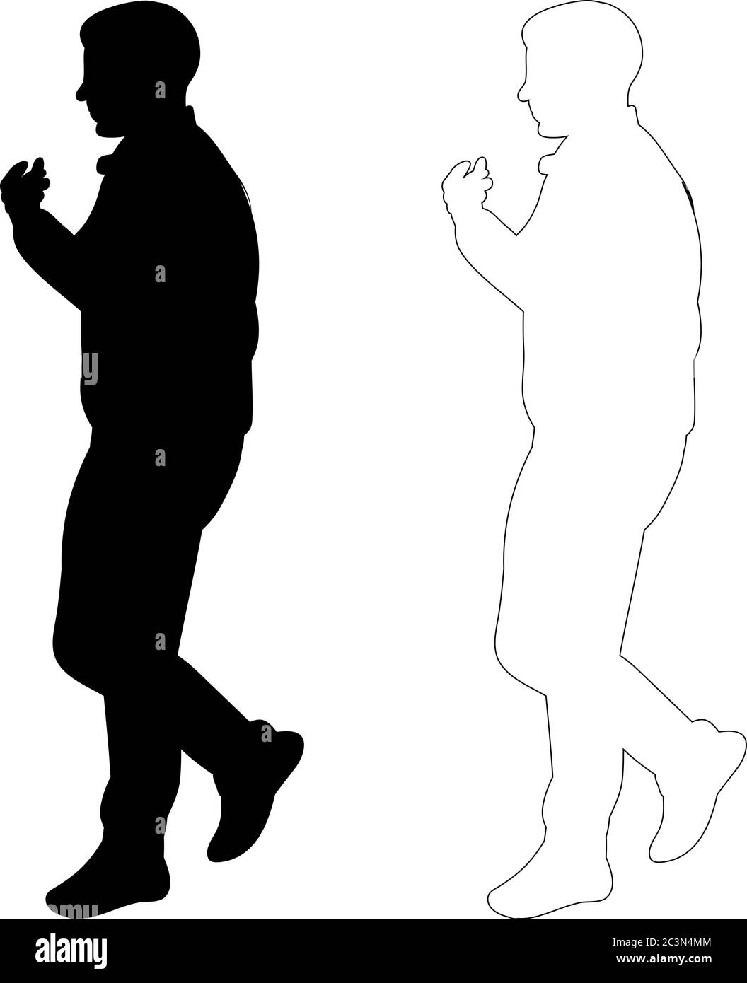 isolated black silhouette man walking, outline Stock Vector Image & Art ...