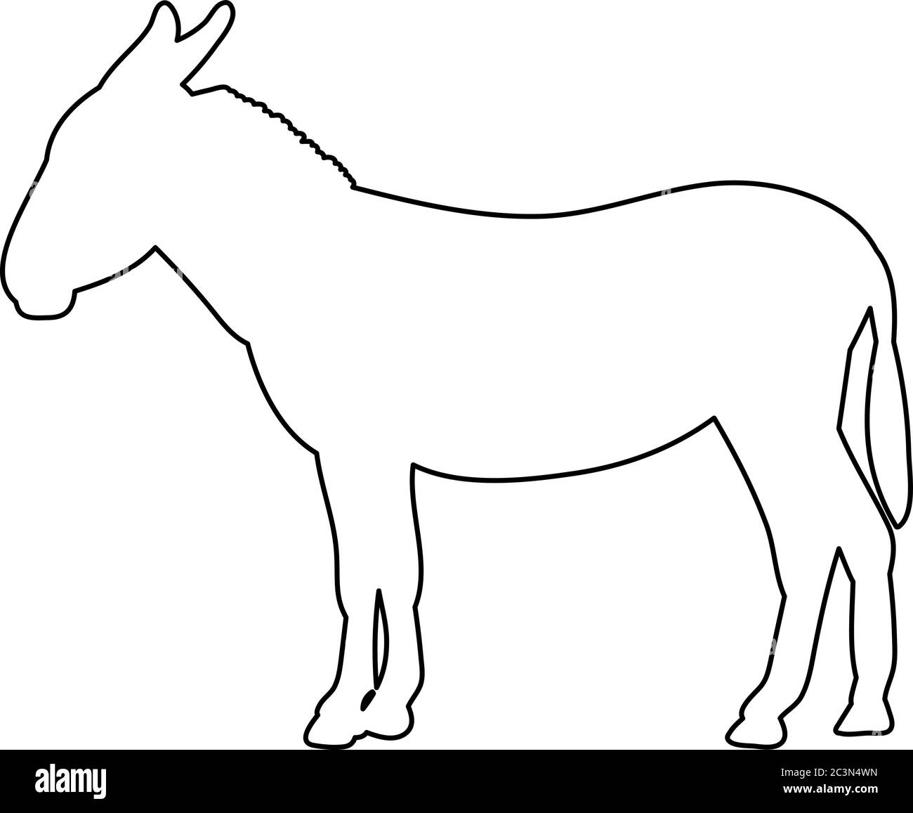 vector, isolated contour of donkeys, sketch Stock Vector Image & Art ...