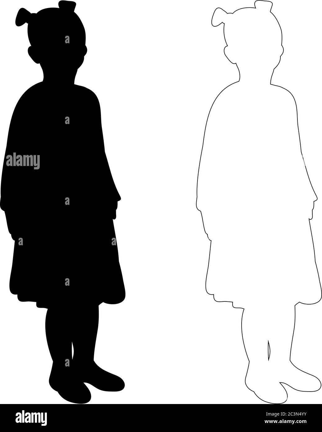 Silhouette De Deux Petites Filles