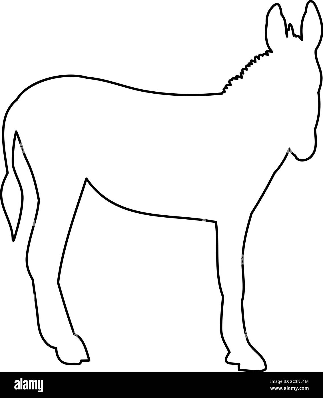 vector, isolated contour of donkeys, sketch, it is worth Stock Vector ...