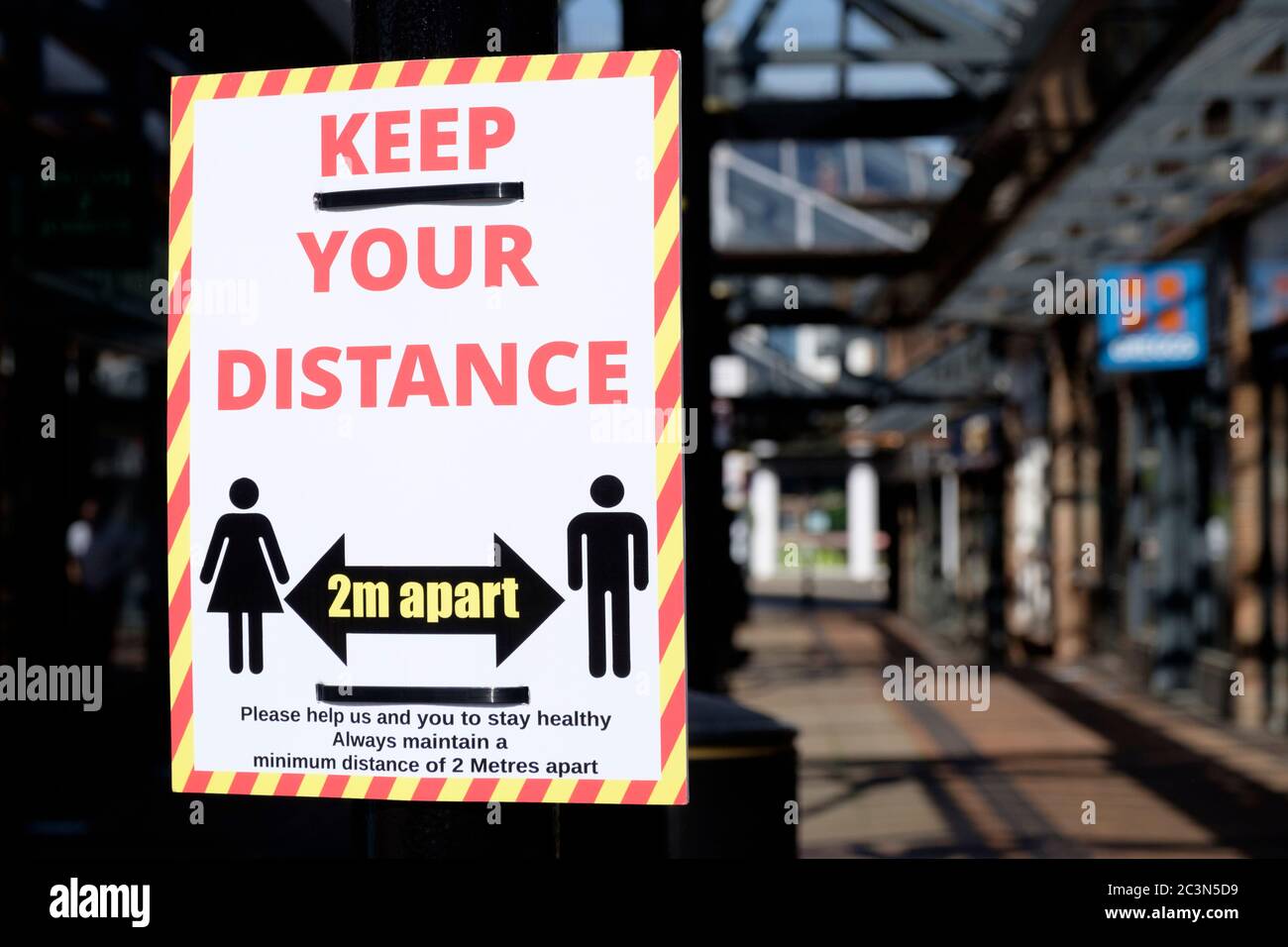 Keep your distance signs in Thornbury south gloucestershire Stock Photo ...