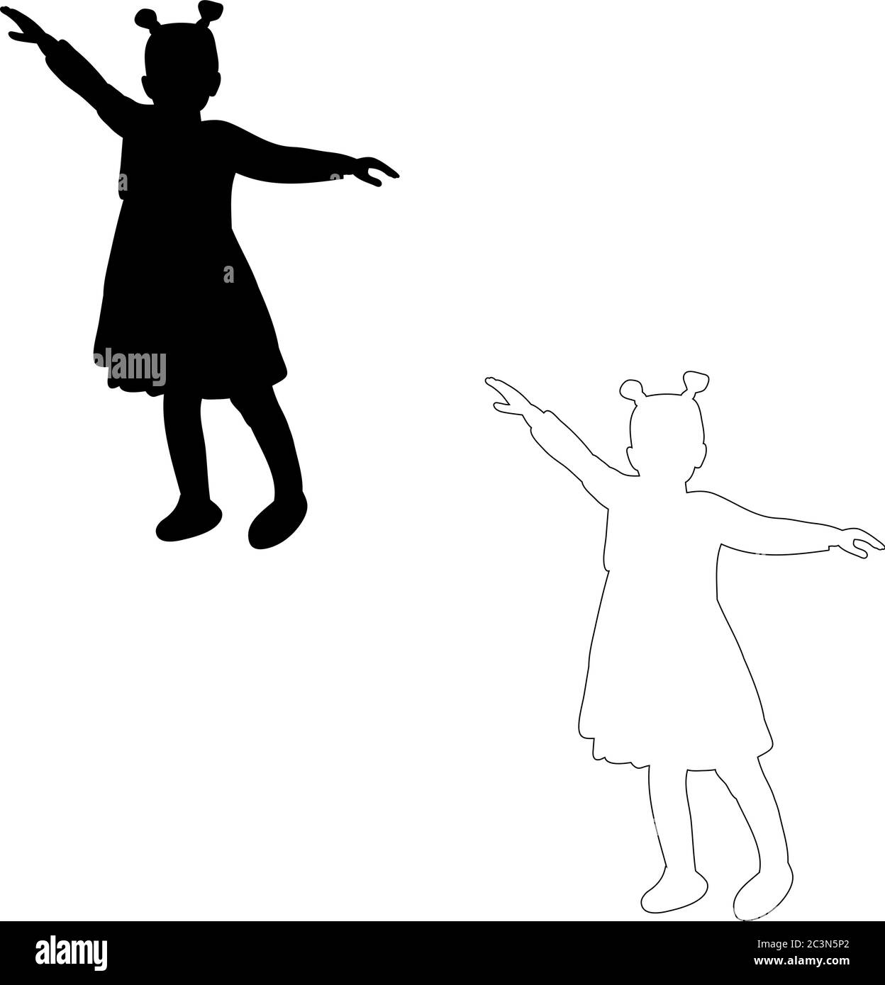 silhouette little girl is standing Stock Vector Image & Art - Alamy