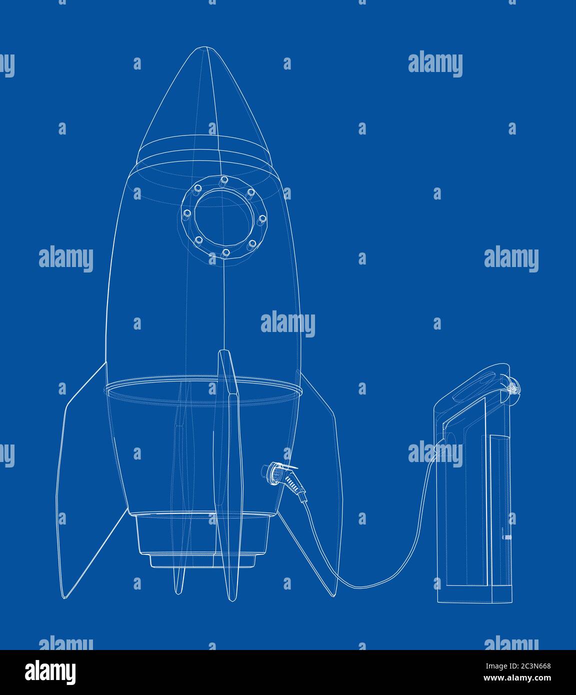 Electric Rocket Charging Station Sketch. Vector Stock Vector Image ...
