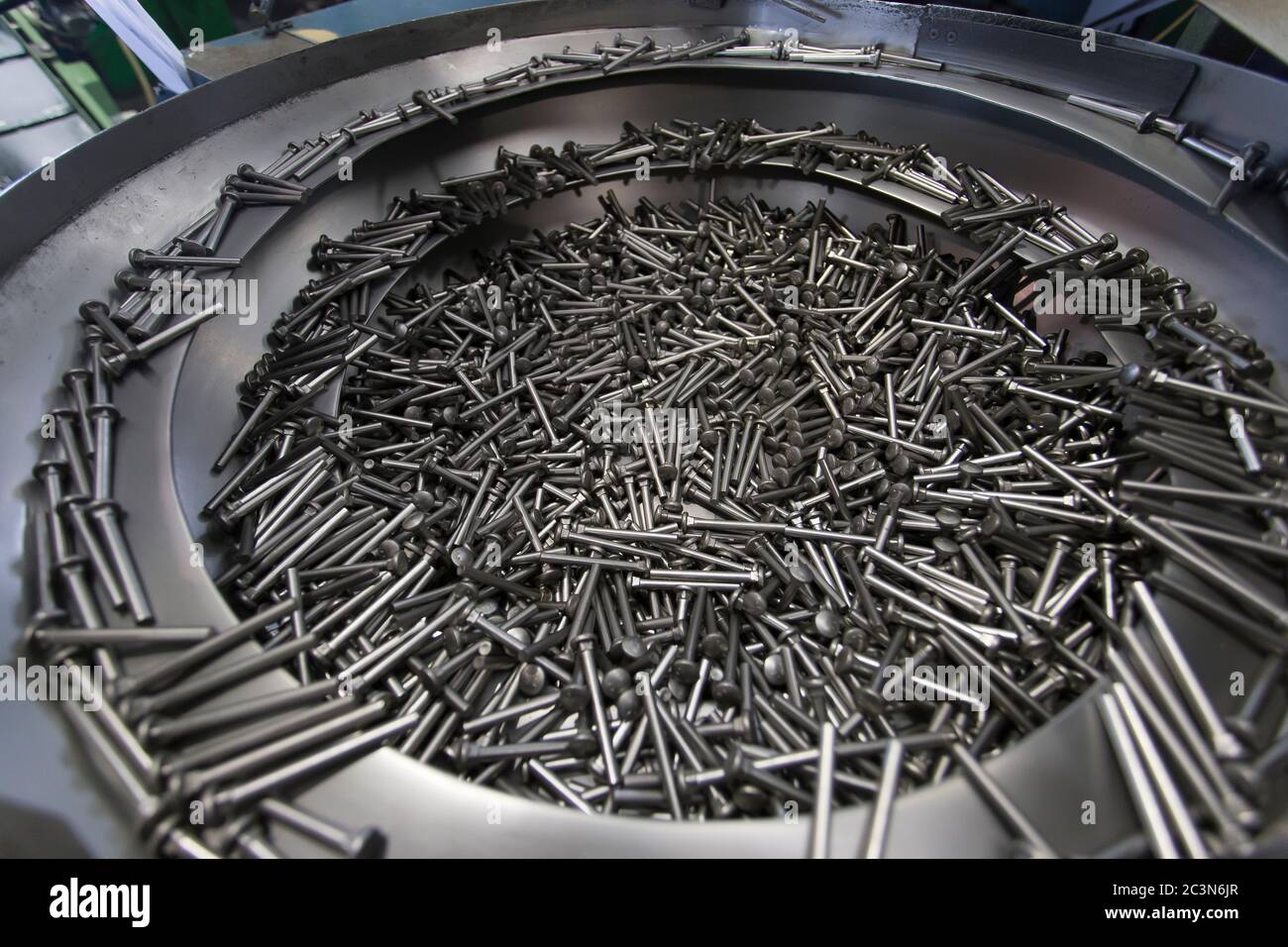 Detail of industrial machinery inside a production line facility plant ...