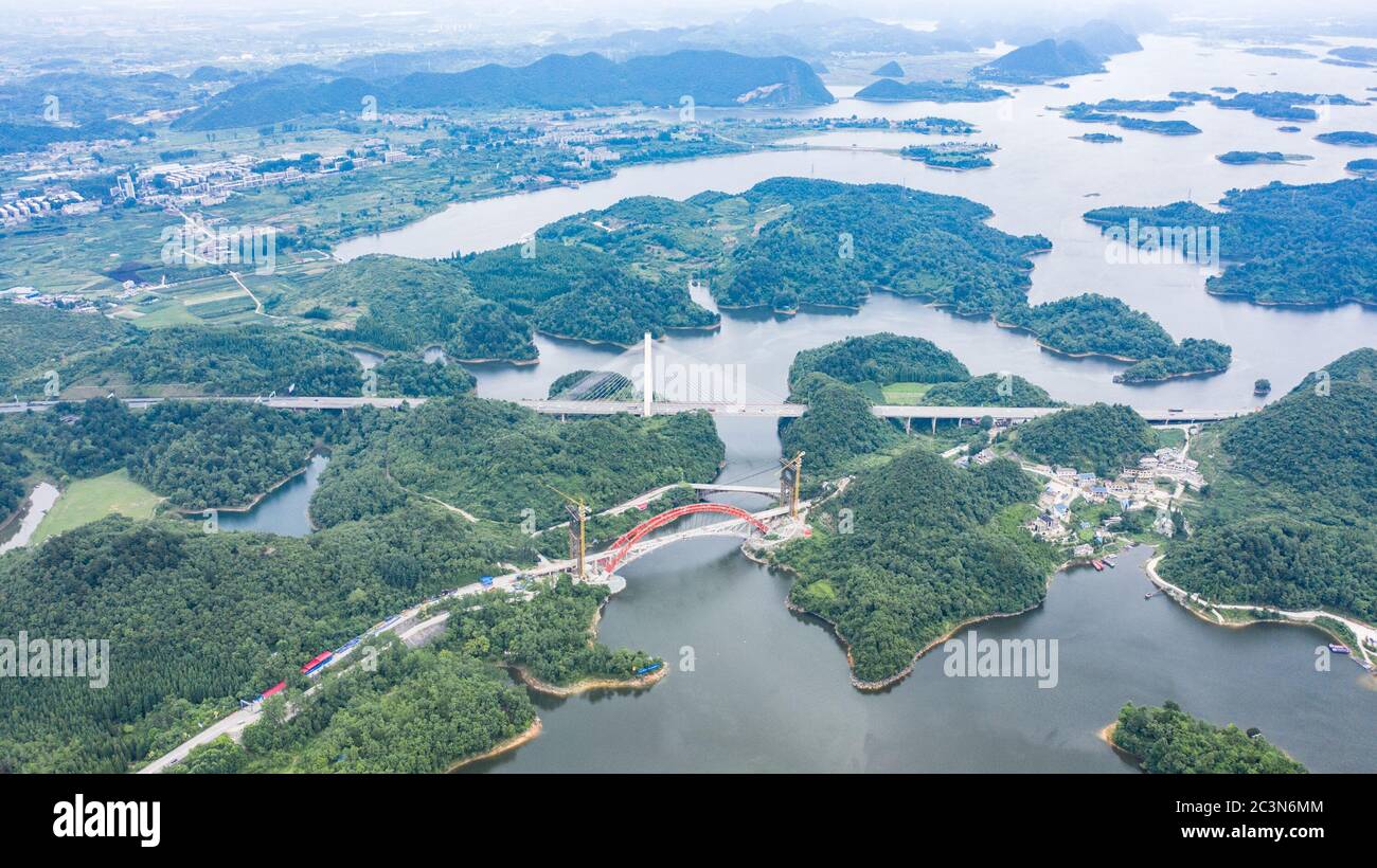 Qingzhen. 21st June, 2020. Aerial photo taken on June 21, 2020 shows a ...
