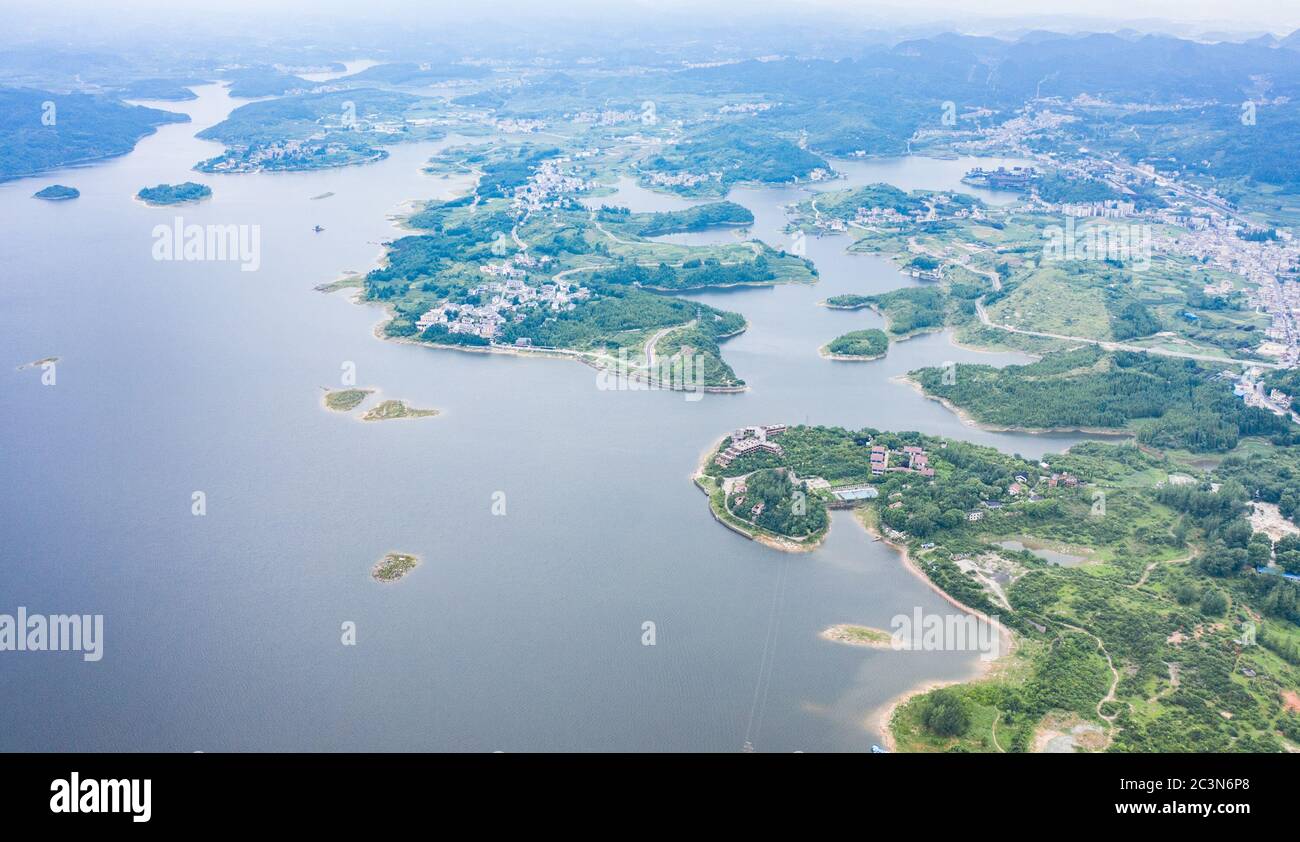 Qingzhen. 21st June, 2020. Aerial photo taken on June 21, 2020 shows a ...