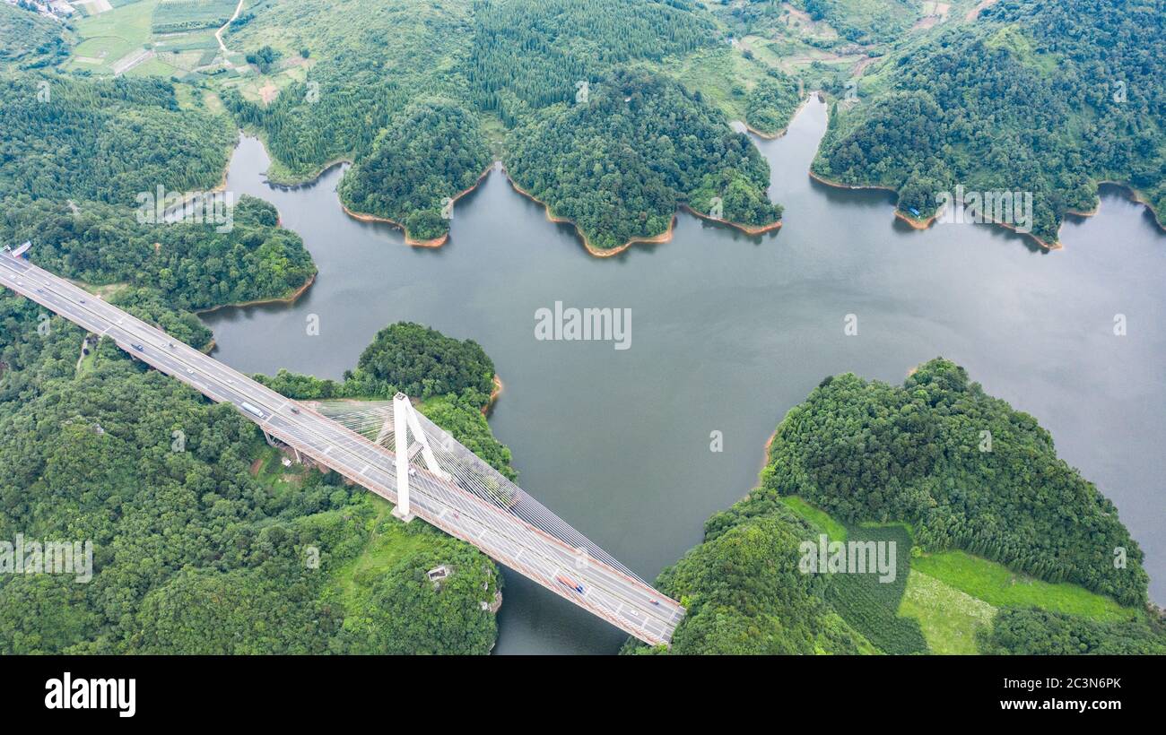 Qingzhen. 21st June, 2020. Aerial photo taken on June 21, 2020 shows a ...
