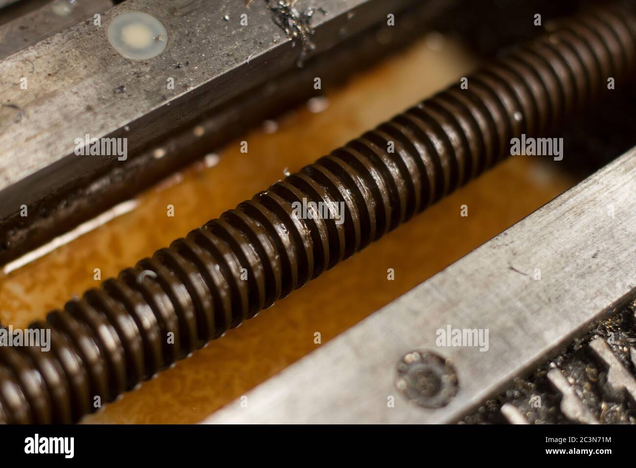 Detail of industrial machinery inside a production line facility plant ...
