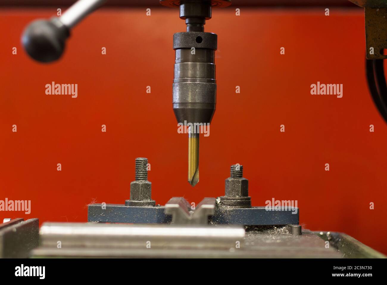 Detail of industrial machinery inside a production line facility plant ...