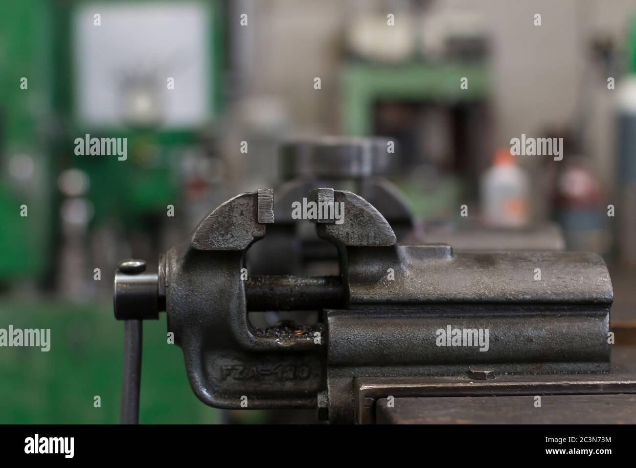 Detail of industrial machinery inside a production line facility plant ...
