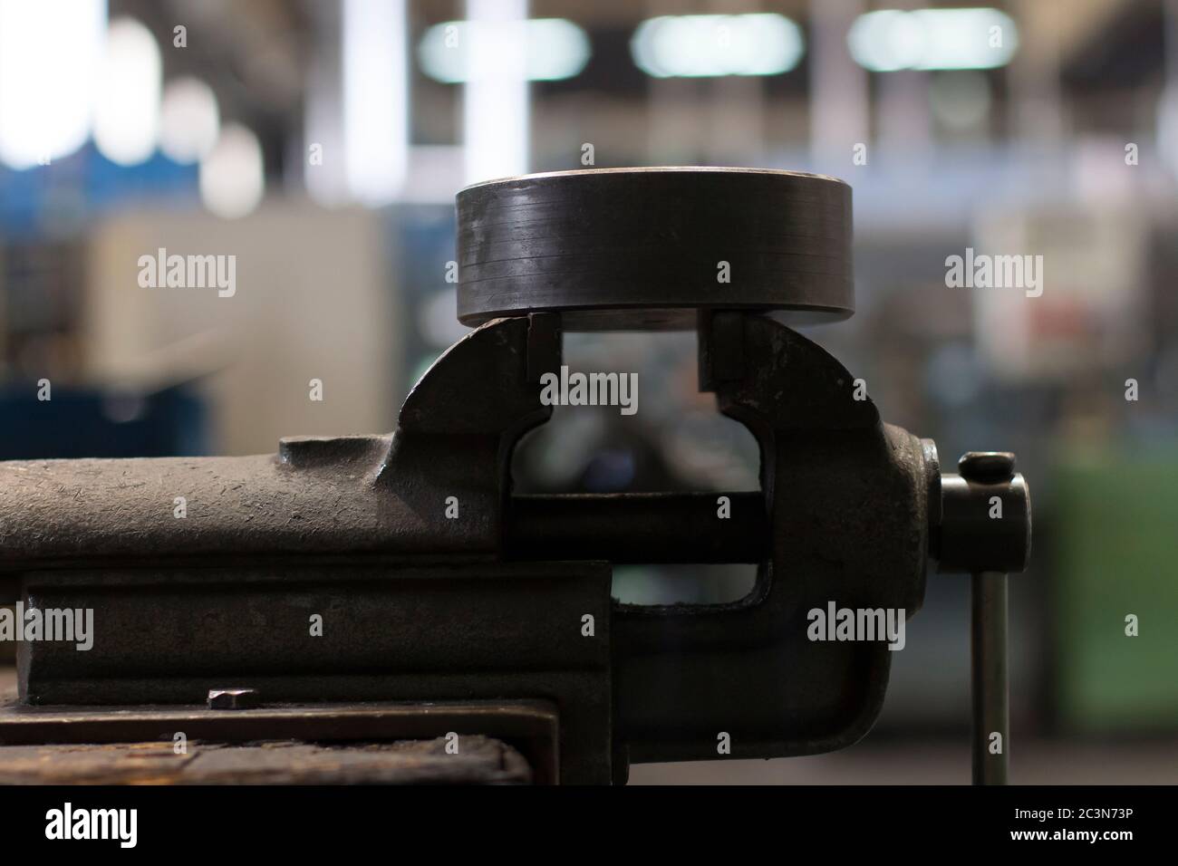 Detail of industrial machinery inside a production line facility plant ...