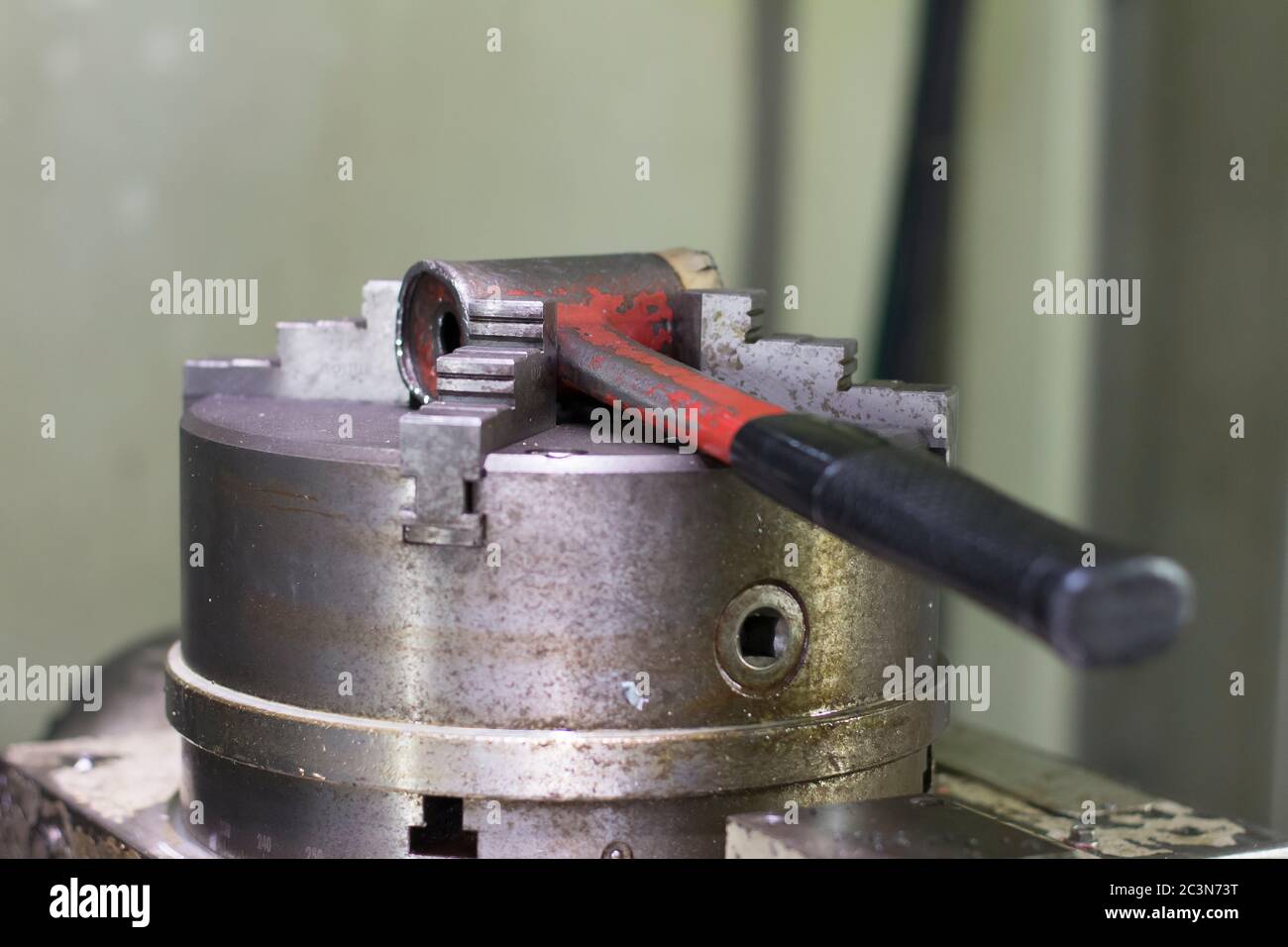 Detail of industrial machinery inside a production line facility plant ...