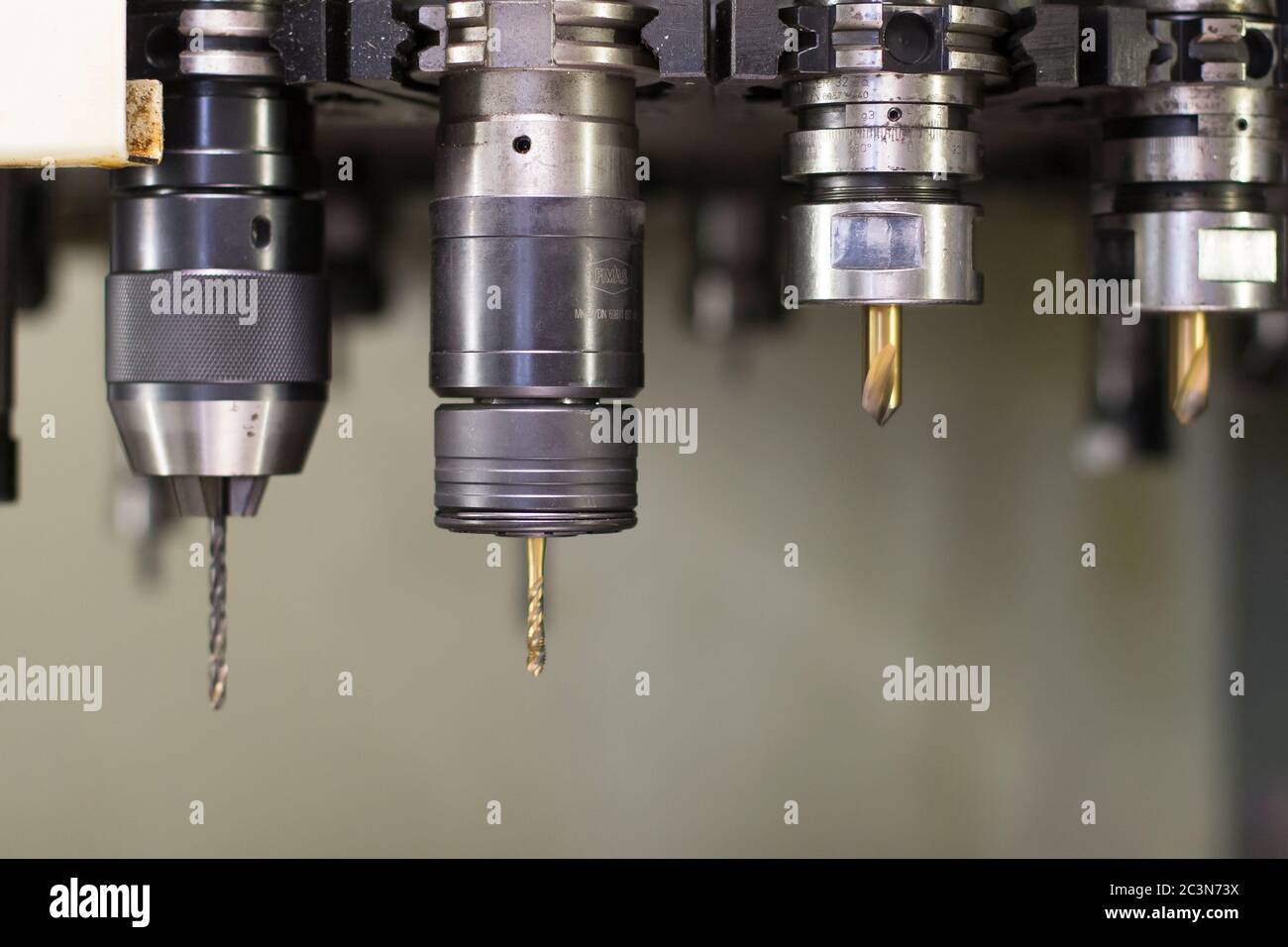 Detail of industrial machinery inside a production line facility plant ...