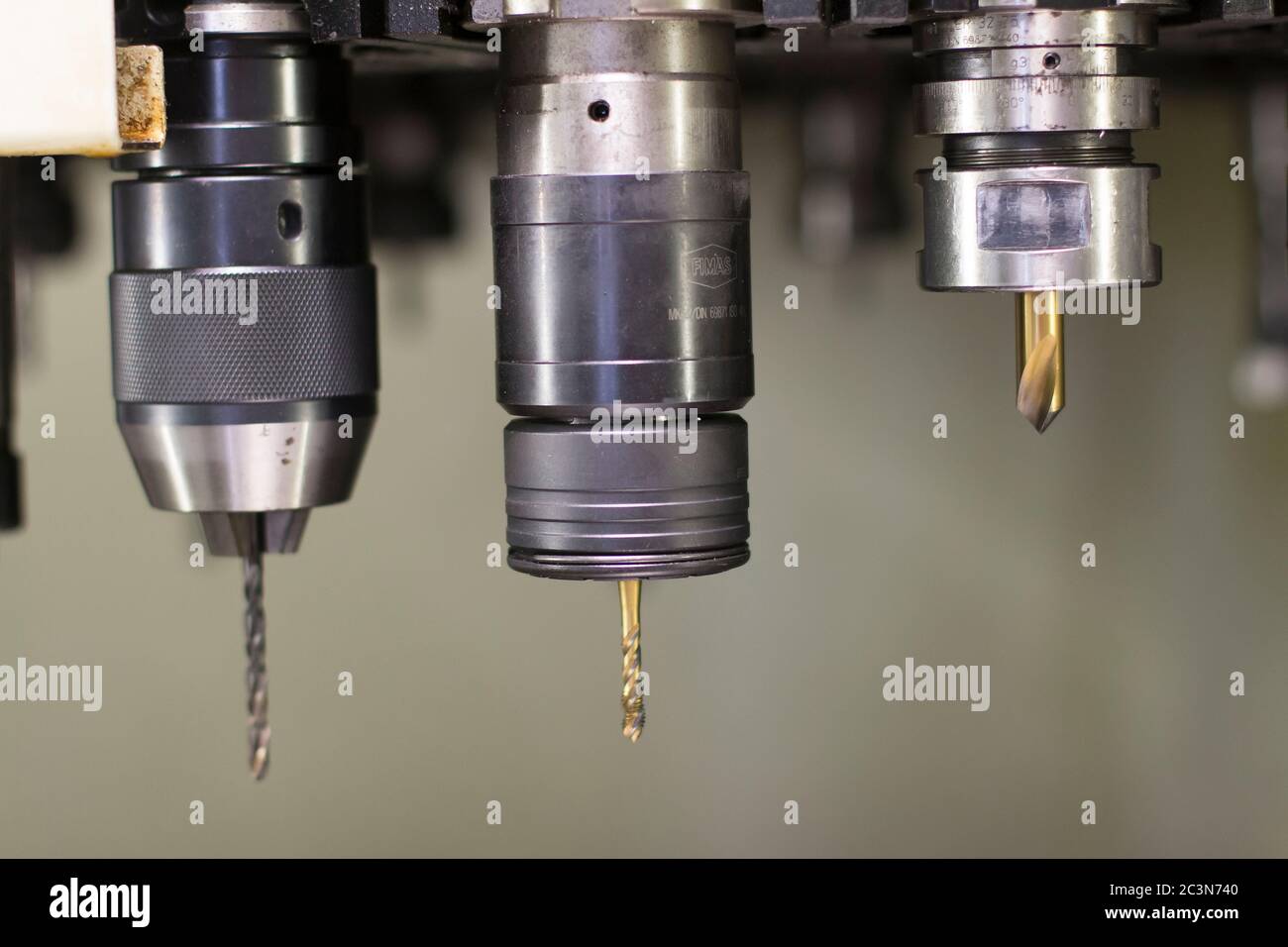 Detail of industrial machinery inside a production line facility plant ...