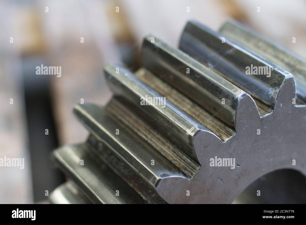 Detail of industrial machinery inside a production line facility plant ...