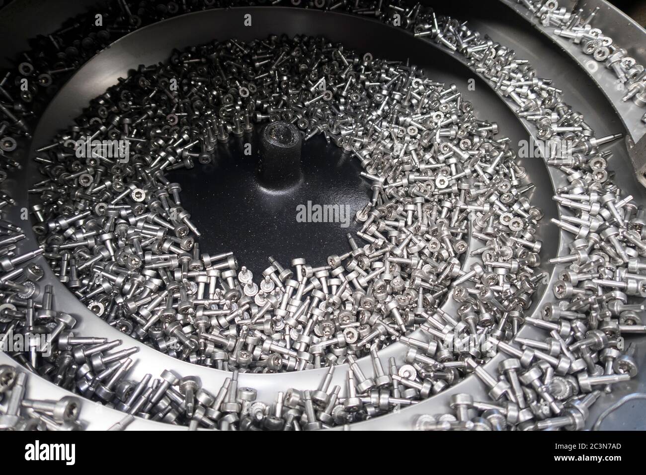 Detail of industrial machinery inside a production line facility plant ...