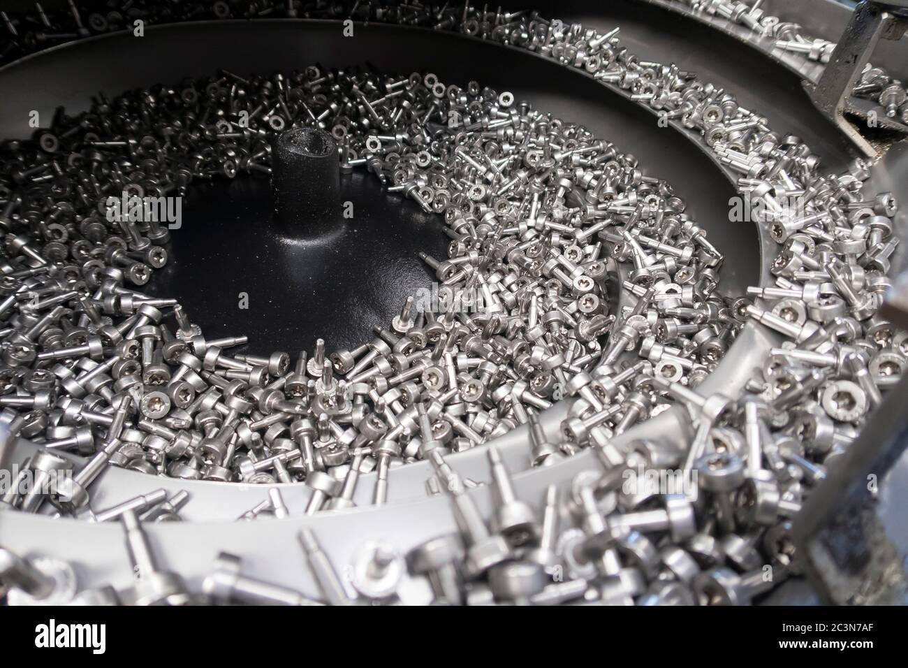 Detail of industrial machinery inside a production line facility plant ...