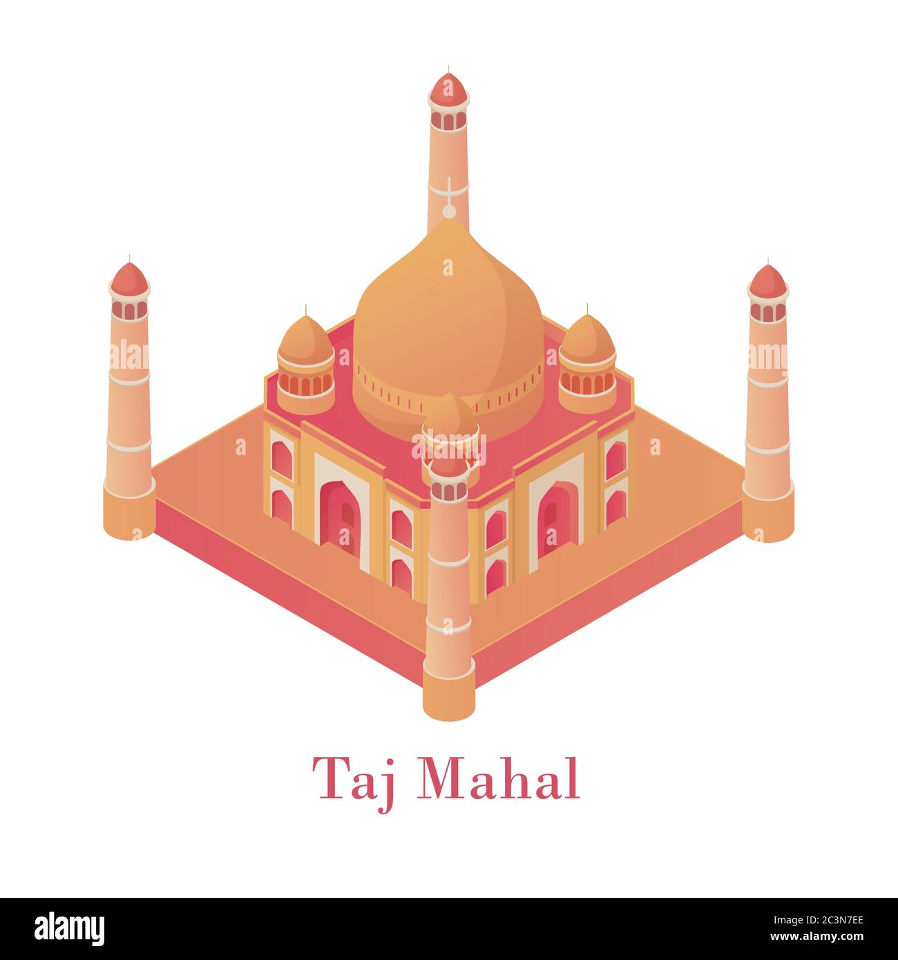 Taj Mahal isometric. Ancient architectural monument of India beautiful ...