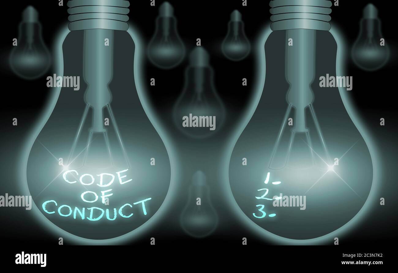 Writing note showing Code Of Conduct. Business concept for set of ...