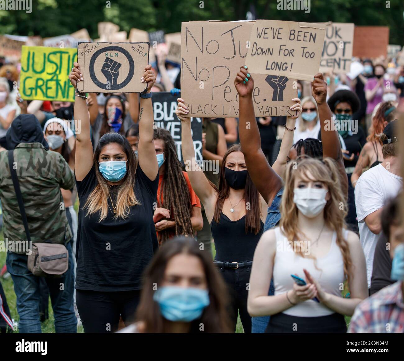 People take part in a Black Lives Matter protest rally at Woodhouse ...