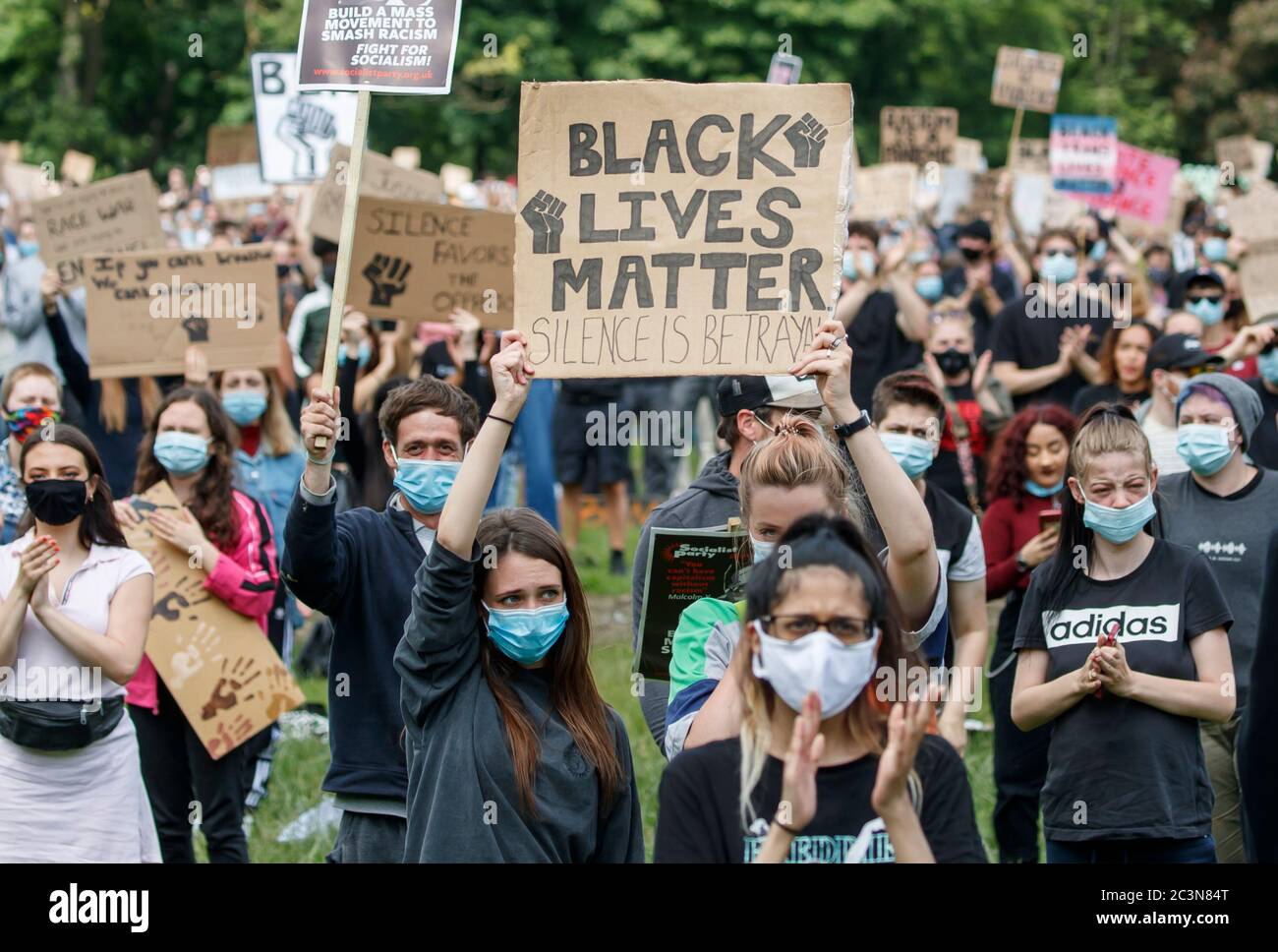 People take part in a Black Lives Matter protest rally at Woodhouse ...