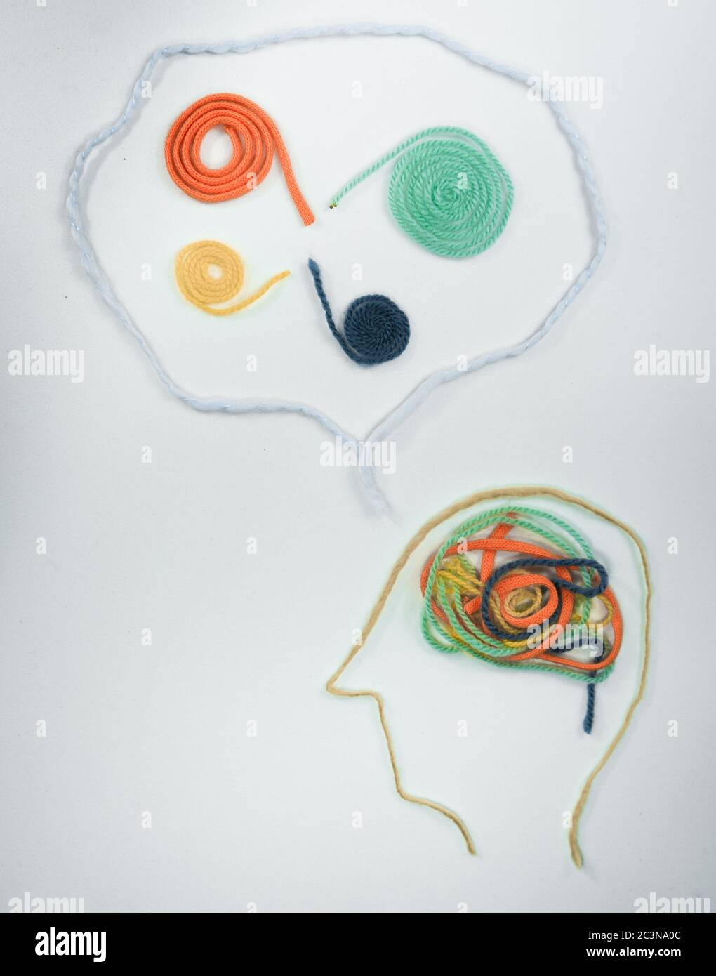 Vertical shot of a drawing of a person's mind and thoughts by using ...