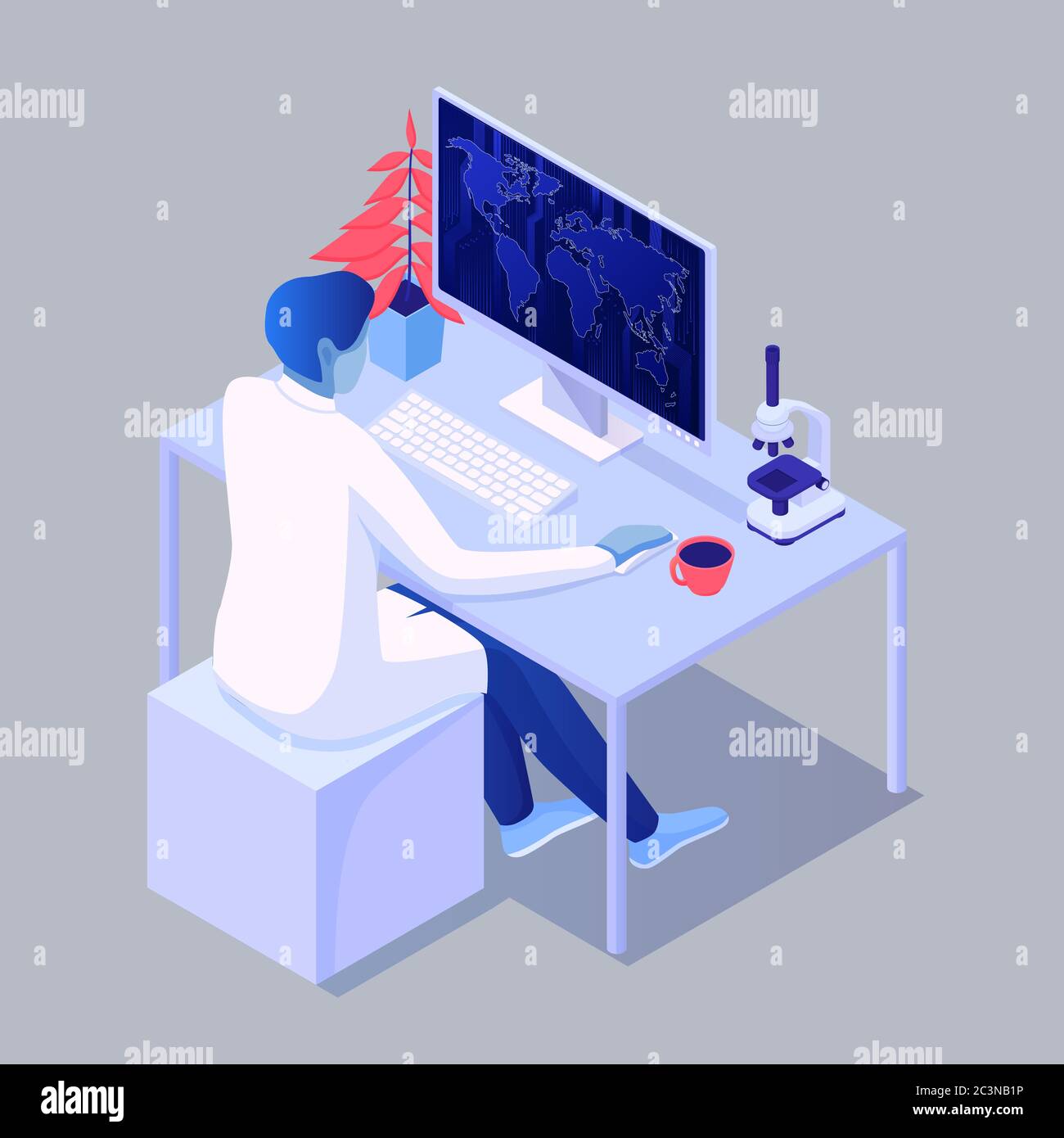 Scientist computer statistics lab Stock Vector Images - Alamy