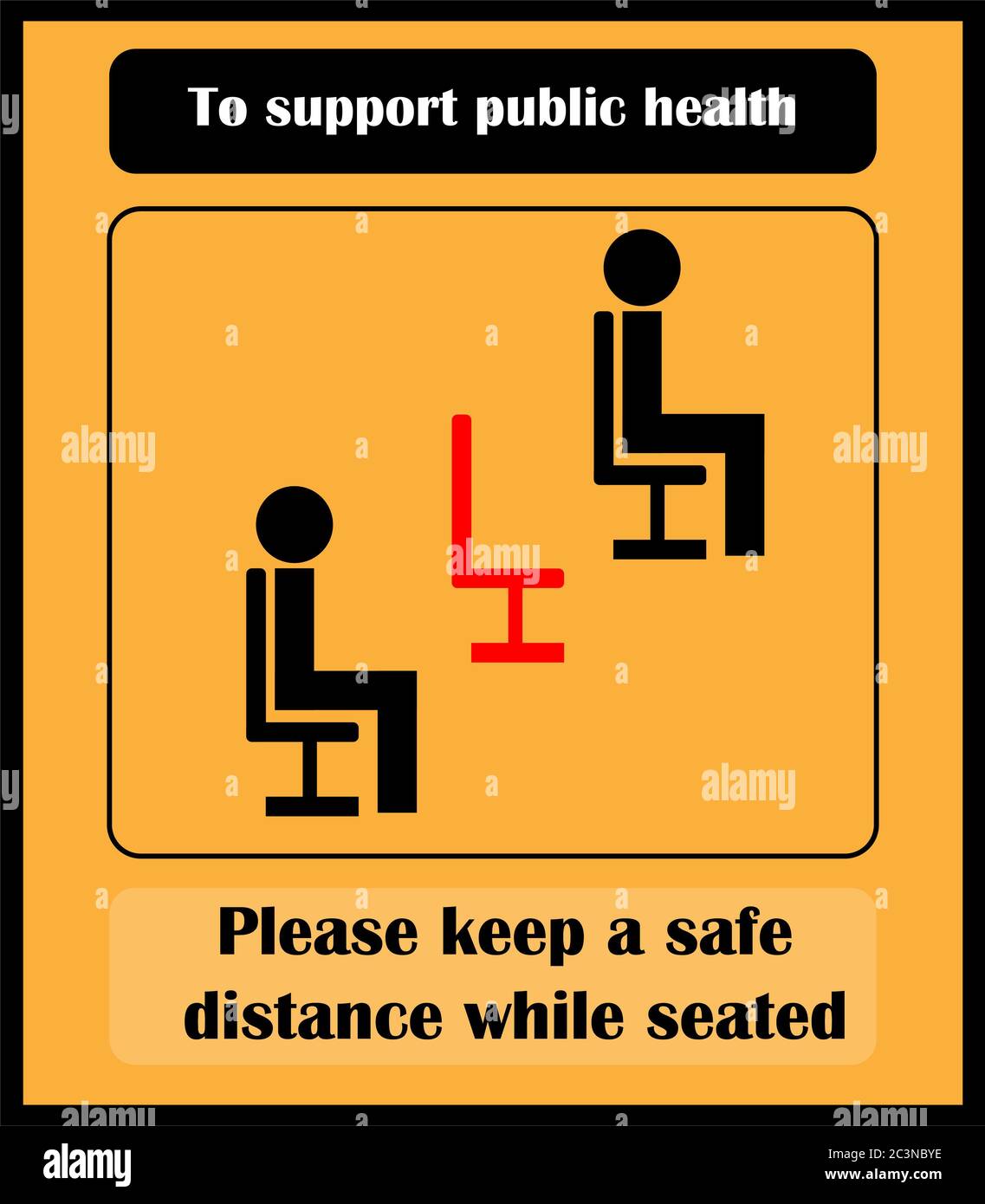 Social distancing sign and sysmbol. Safe distance while seated sign and ...