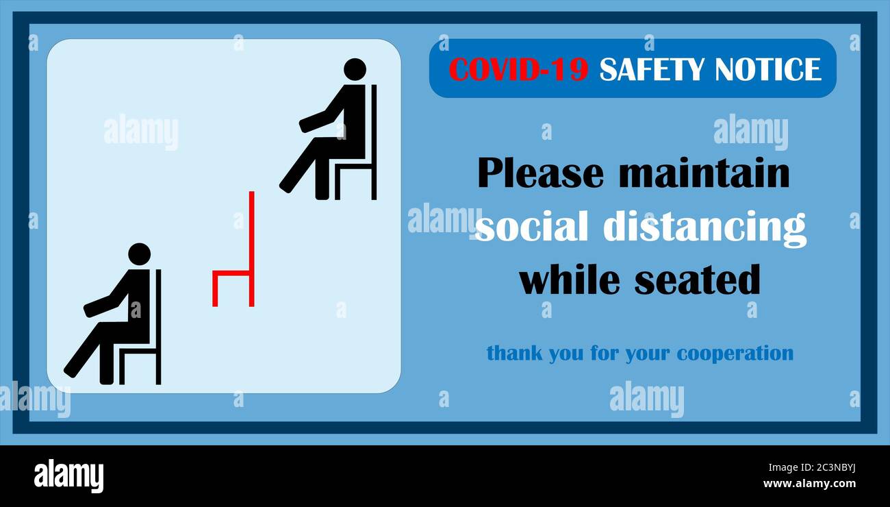 Social distancing sign and sysmbol. Safe distance while seated sign and ...