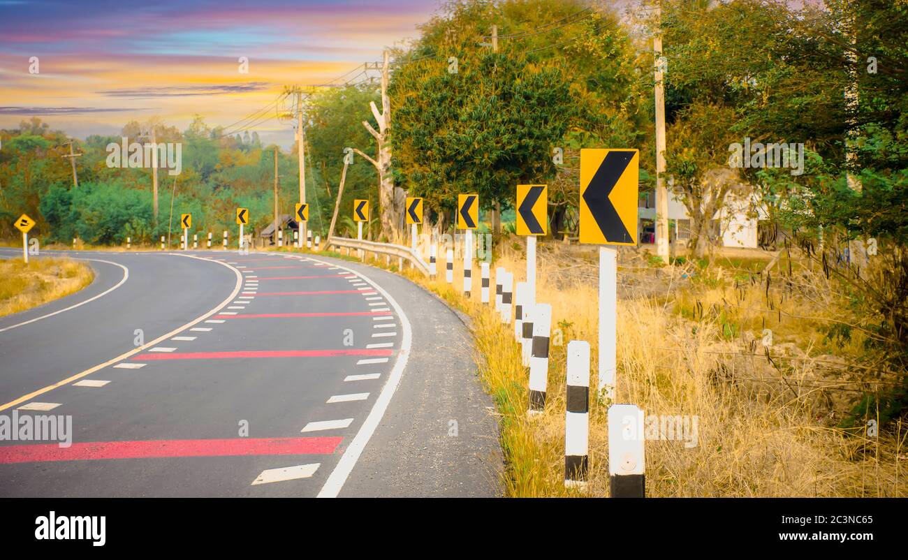 Dangerous turn left signal hi-res stock photography and images - Alamy