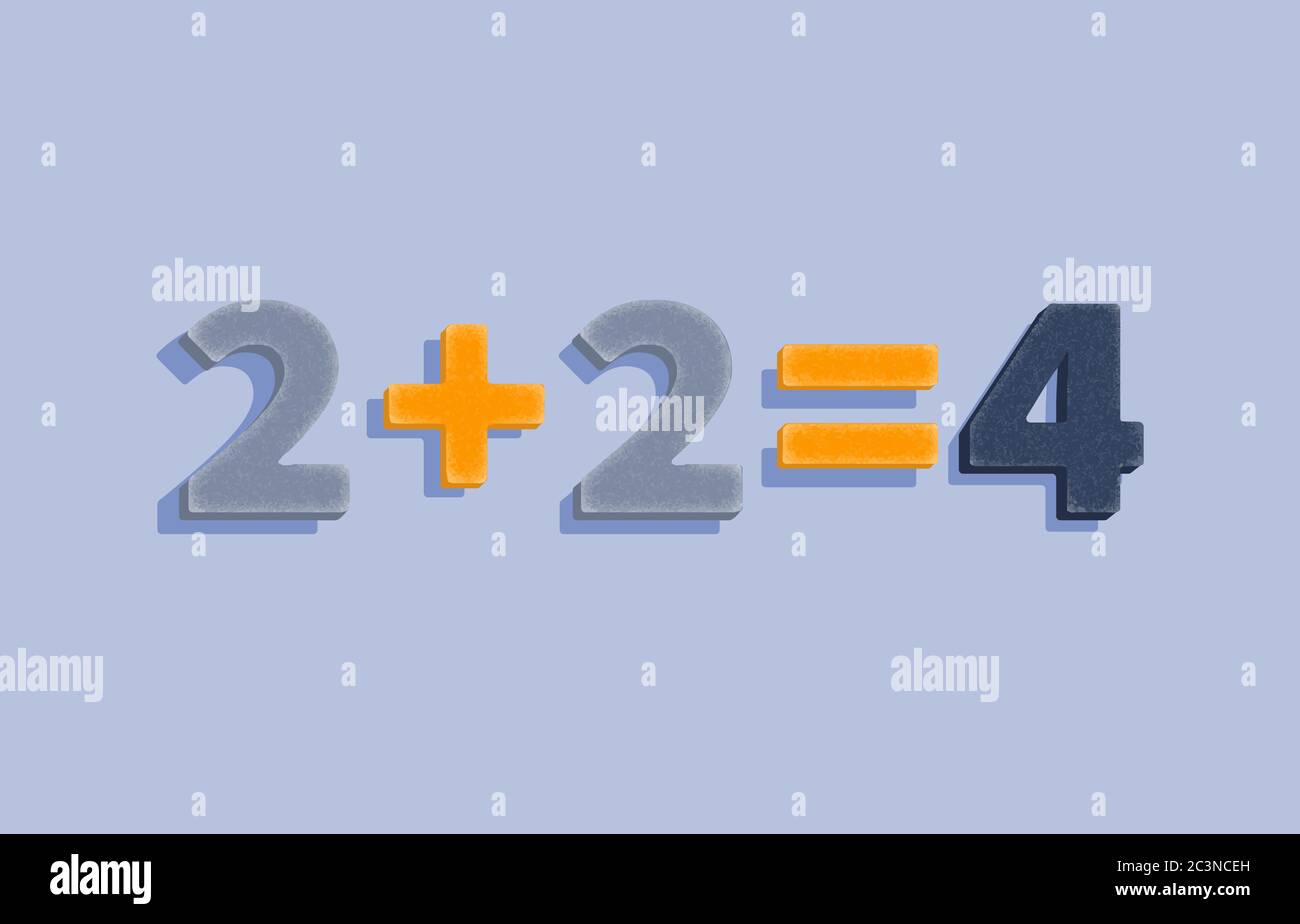 Two plus two equals four business plan execution illustration ...