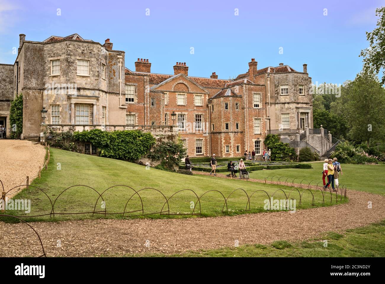 Front frontage of the National Trust stately home Mottisfont Abbey with ...
